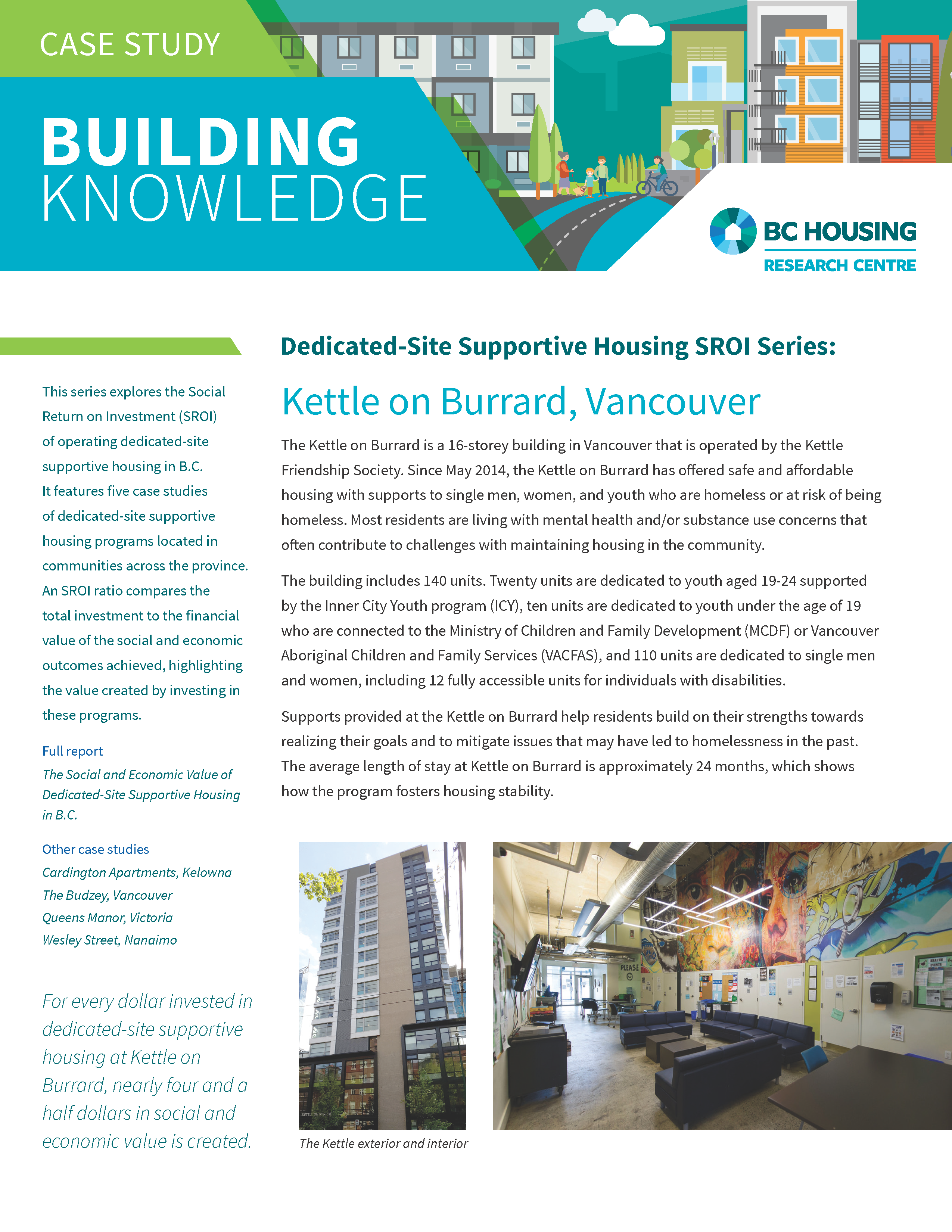 Dedicated-Site Supportive Housing SROI Case Study Series: Kettle on Burrard, Vancouver ...