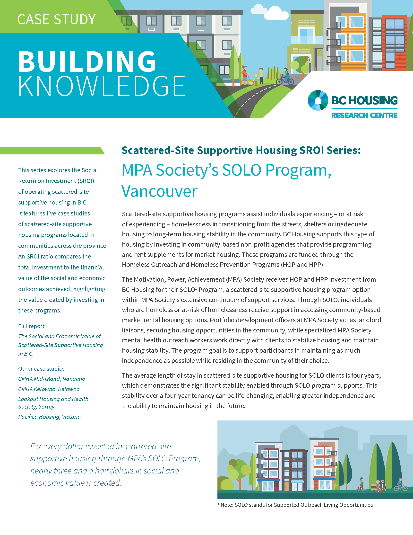Scattered-Site Supportive Housing SROI Case Study Series: MPA Society's SOLO Program, Vancouver ...