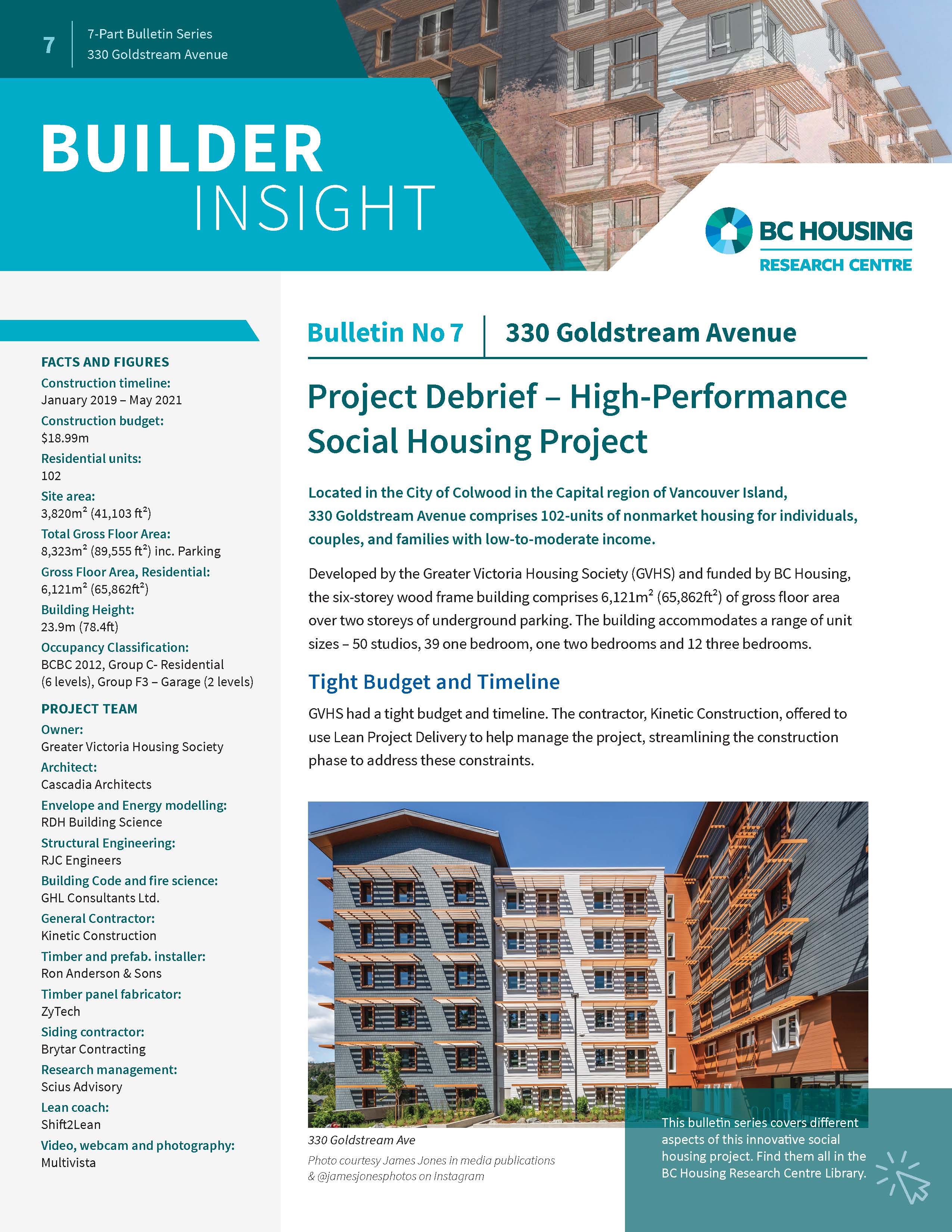 Builder Insight - Bulletin No. 7 - 330 Goldstream Avenue - Project ...